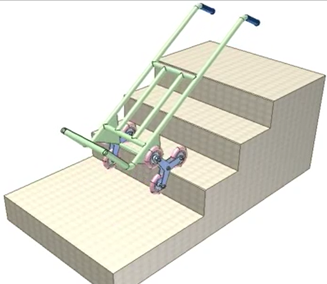 Tri-wheel stair-climbing linkage - GrabMechanism.com
