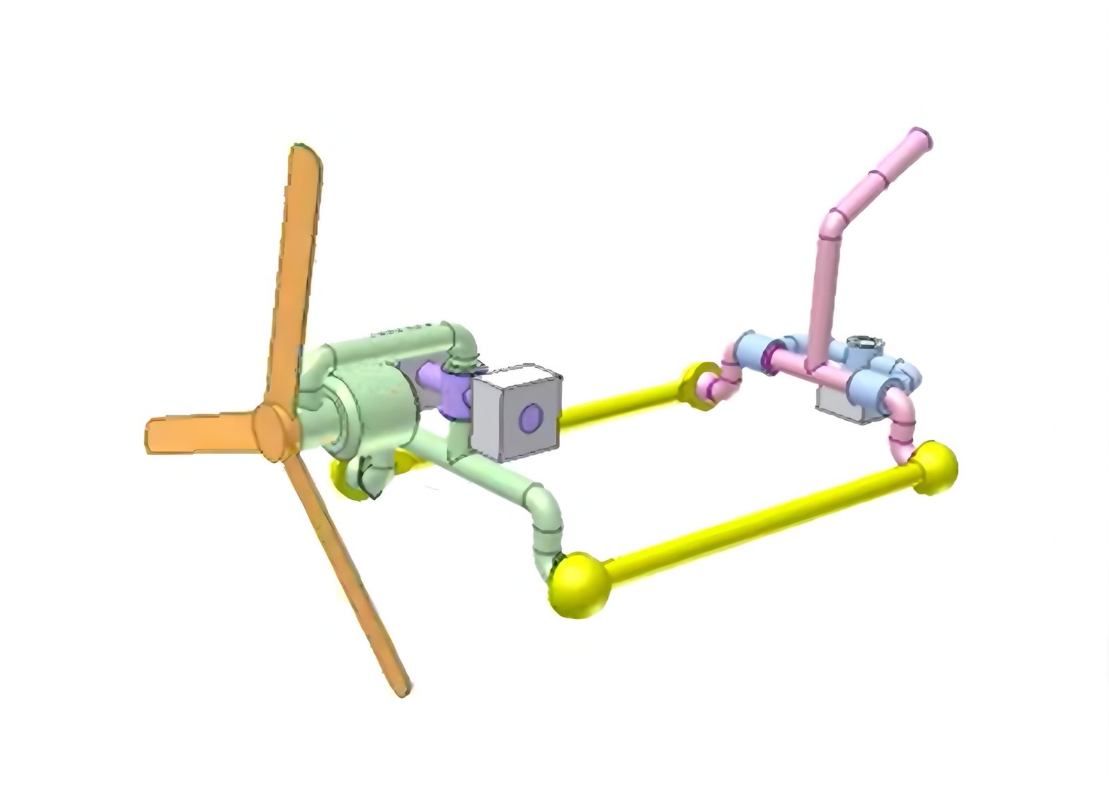 Two-axis propeller steering linkage - GrabMechanism.com