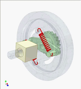 Spring-buffered intermittent-to-continuous rotation converter ...